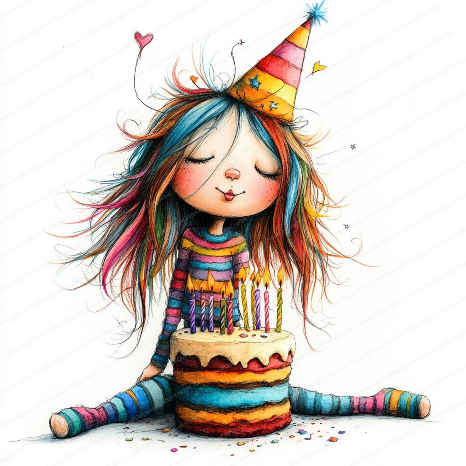 14 Quirky Birthday Cake Clipart Printable Watercolor Clipart High ...