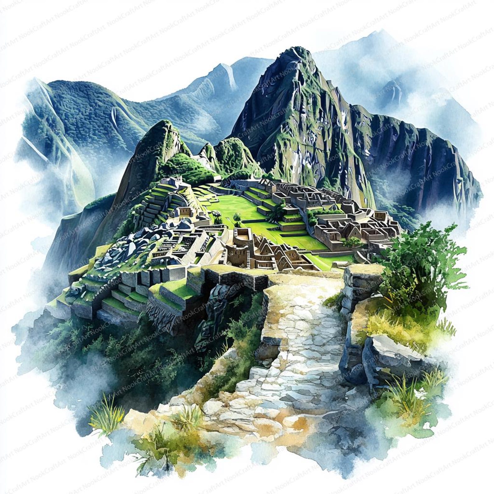 24 Machu Picchu Scenic Clipart | Ancient Incan Ruins Illustration ...