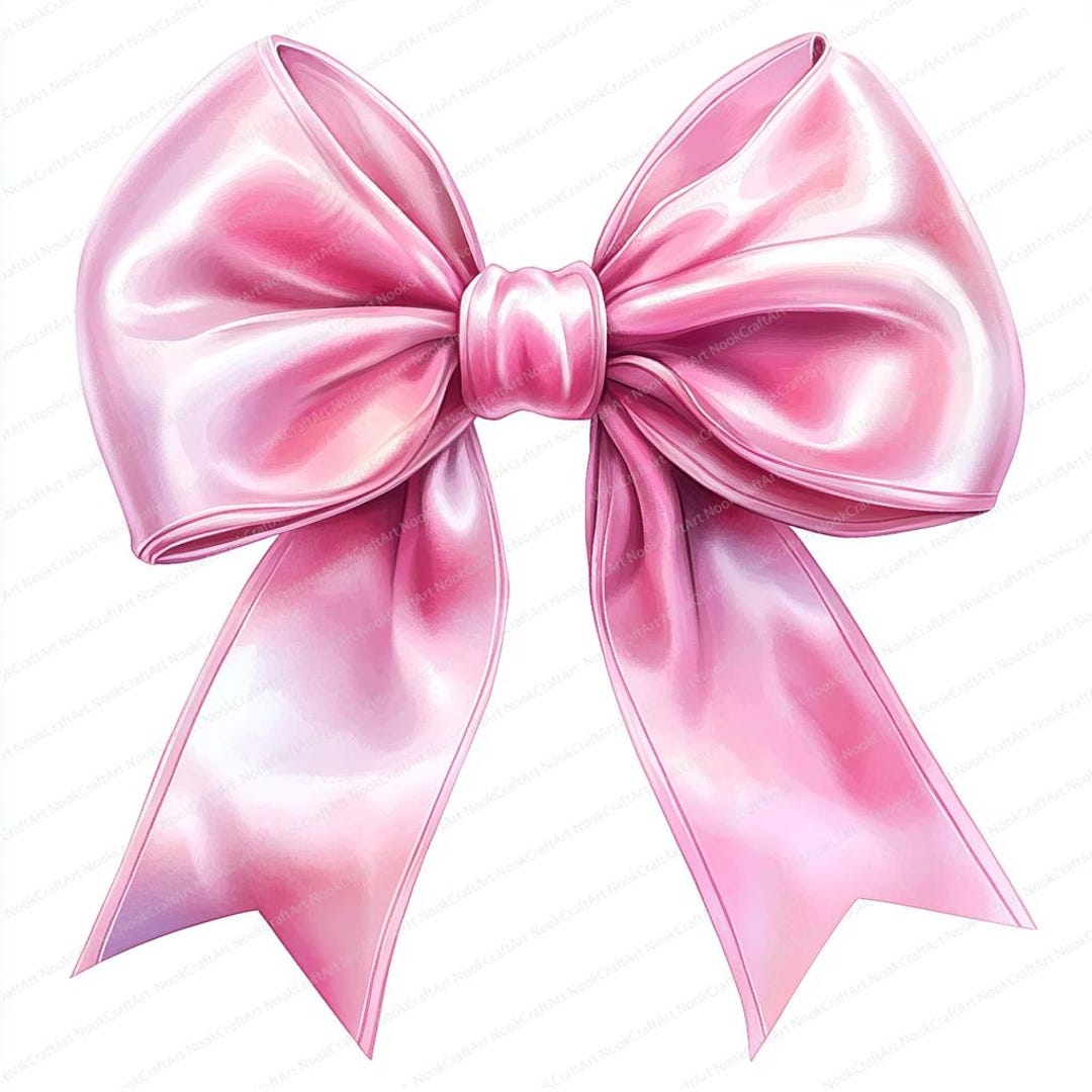 20 Pink Ribbon Bow Clipart | Pastel Watercolor Bows Images | Printable ...