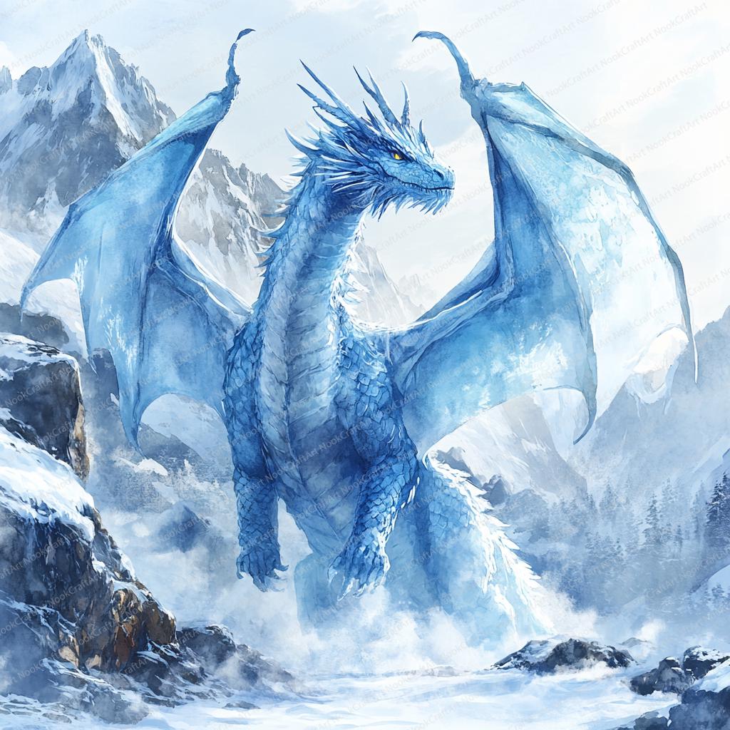 17 Ice Dragon Fantasy Clipart | Magical Winter Creature Collection ...