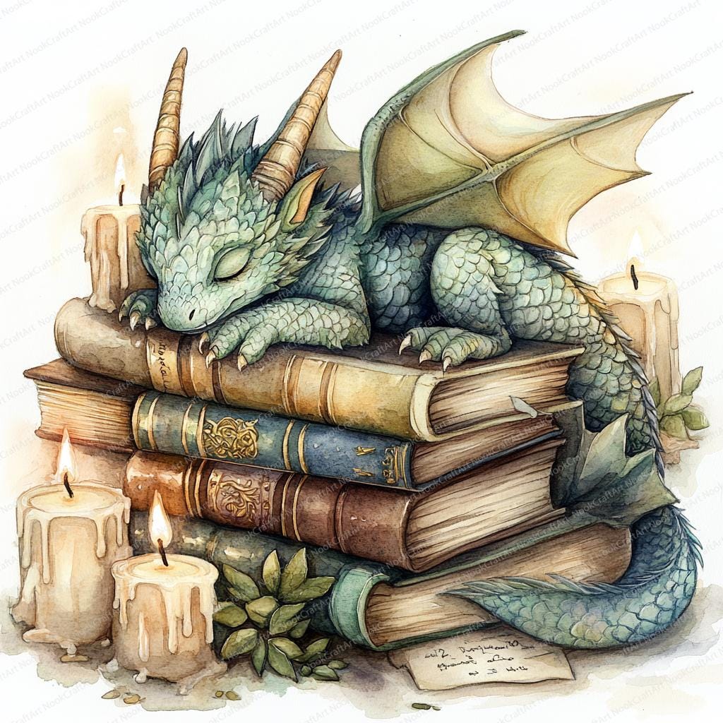 18 Fantasy Dragon Clipart | Dreamy Book Guardian Illustrations ...