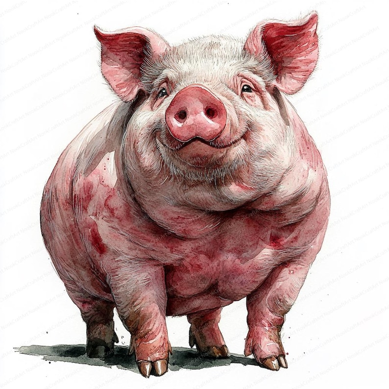 15 Clipart of Fat Pigs | Big Pigs | Printable Watercolor Clipart | High ...