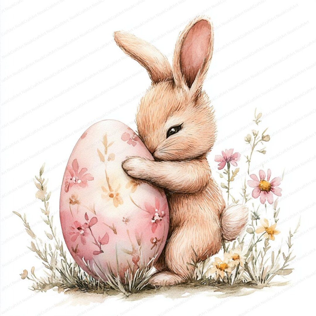 18 Bunny and Egg Clipart | Easter Celebration Illustration | Printable ...