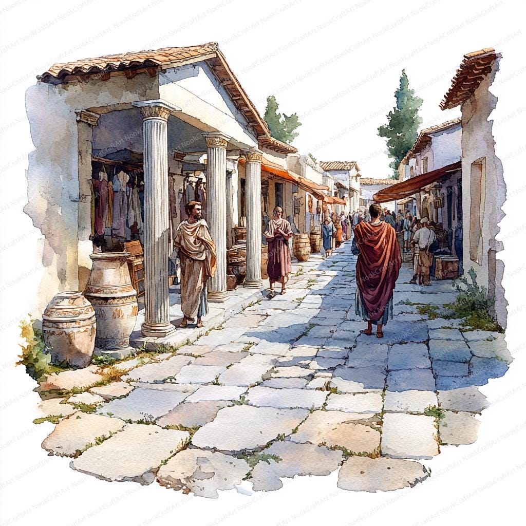 24 Ancient Roman Street Clipart | Cobblestone Pathway Illustration ...