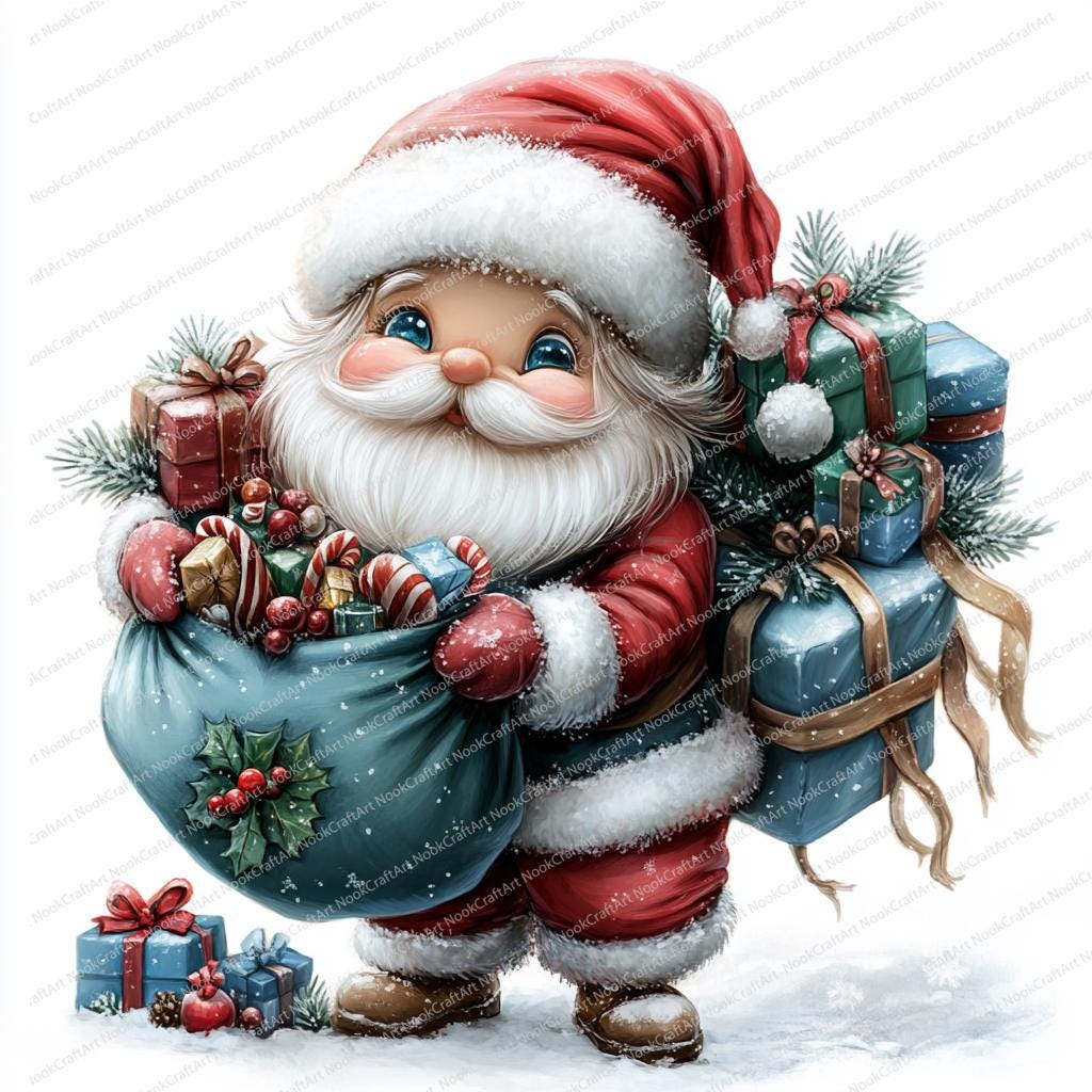 12 Christmas Santa Clipart Cute Christmas Santa Clipart Printable ...