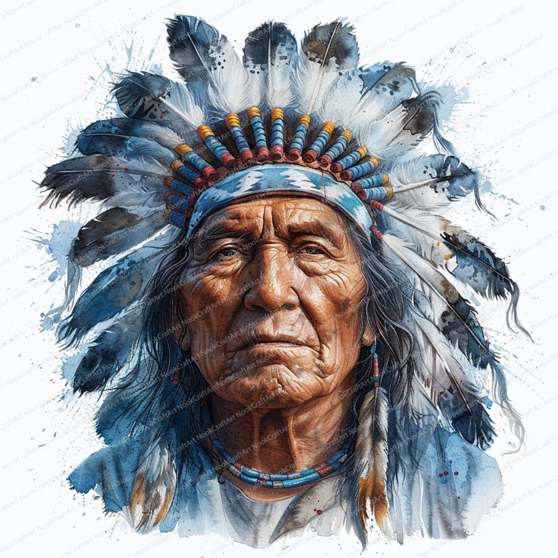 14 Native American Indian Chief Clipart | Printable Watercolor Clipart ...