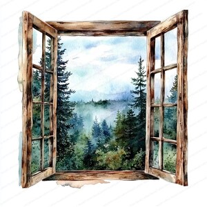 20 Window Forest View Clipart | Scenic Window Overlooking Forest ...