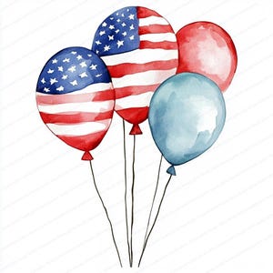18 Patriotic USA Flag Balloons Clipart | Red, White & Blue Balloon ...