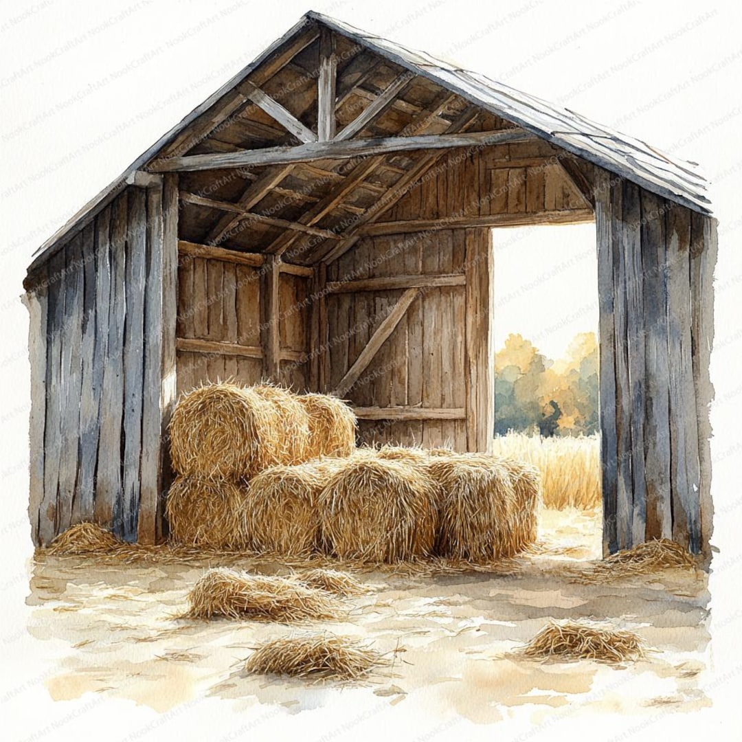 18 Haystack in Barn Clipart | Rustic Farm Illustration Set | Printable ...