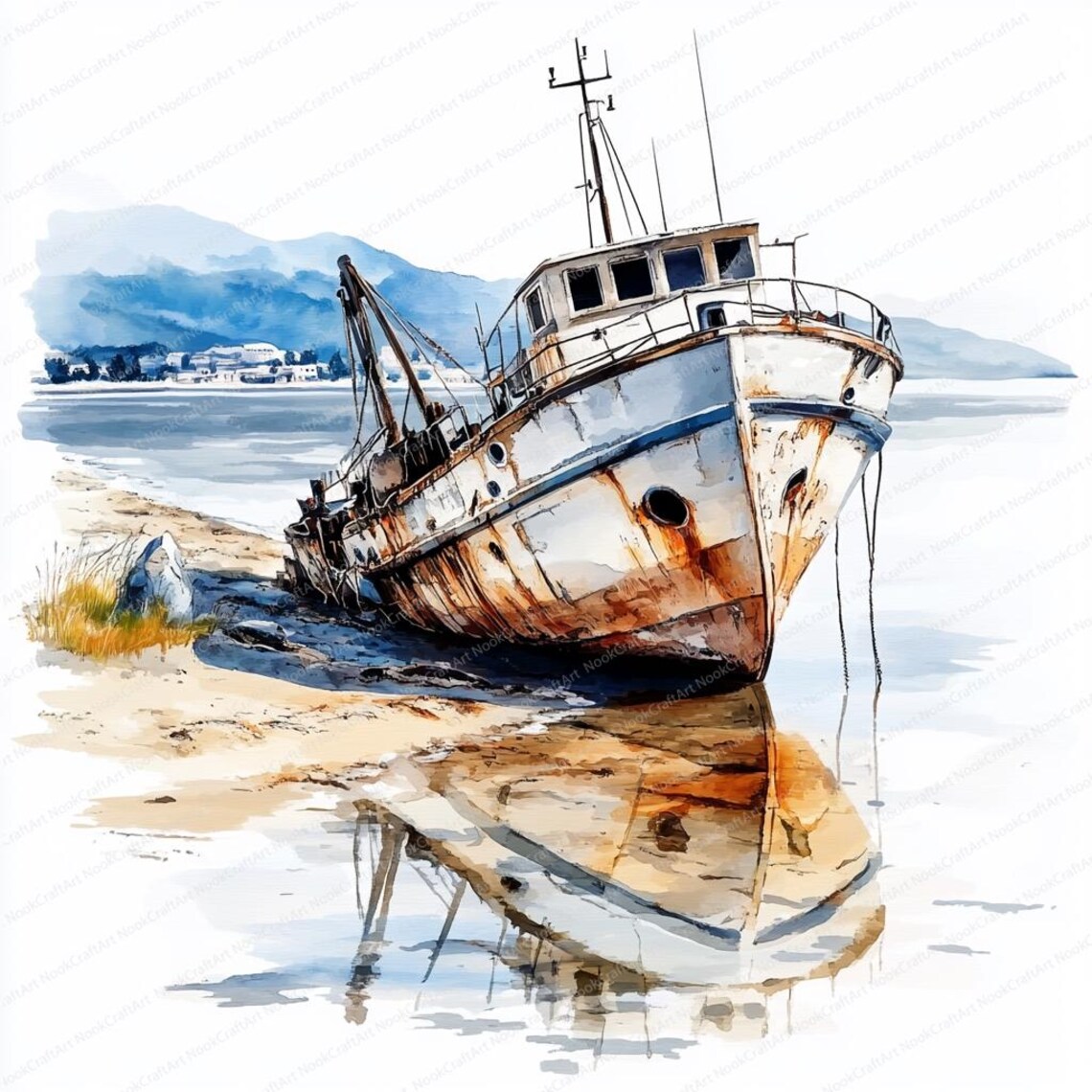 16 Shipwreck on Shore Clipart | Printable Watercolor Clipart | High ...