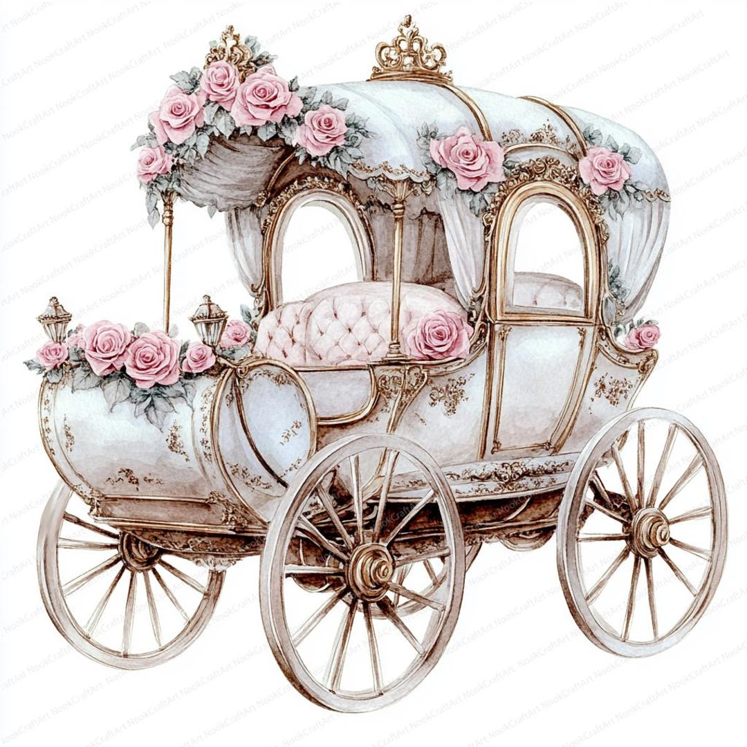 20 Princess Carriage Clipart | Floral Watercolor Designs | Printable ...