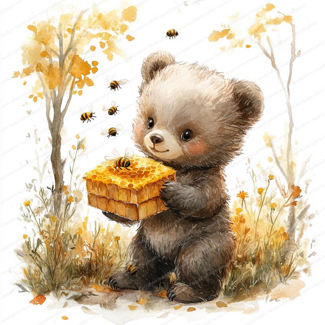 19 Cute Bear With Beehive Clipart | Adorable Honey Bee Illustration ...