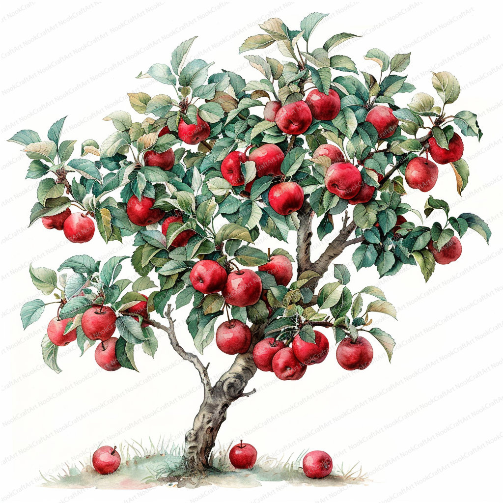 12 Apple Trees Clipart Apple Tree Printable Watercolor Clipart High ...
