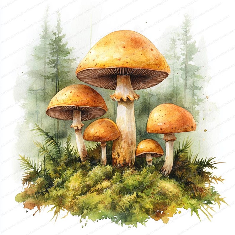 20 Forest Mushroom Clipart | Woodland Fungi Illustration Pack ...