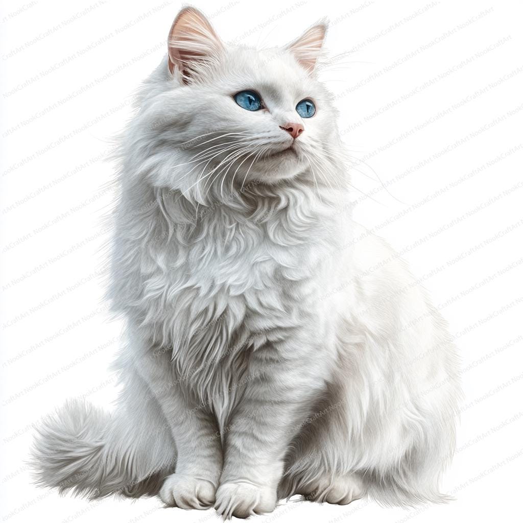 White Cats Clipart | 20 High Quality Jpgs | Nursery Decor | Digital ...