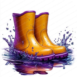 16 Colorful Rain Boot Clipart Rain Boot Clipart Printable Watercolor ...
