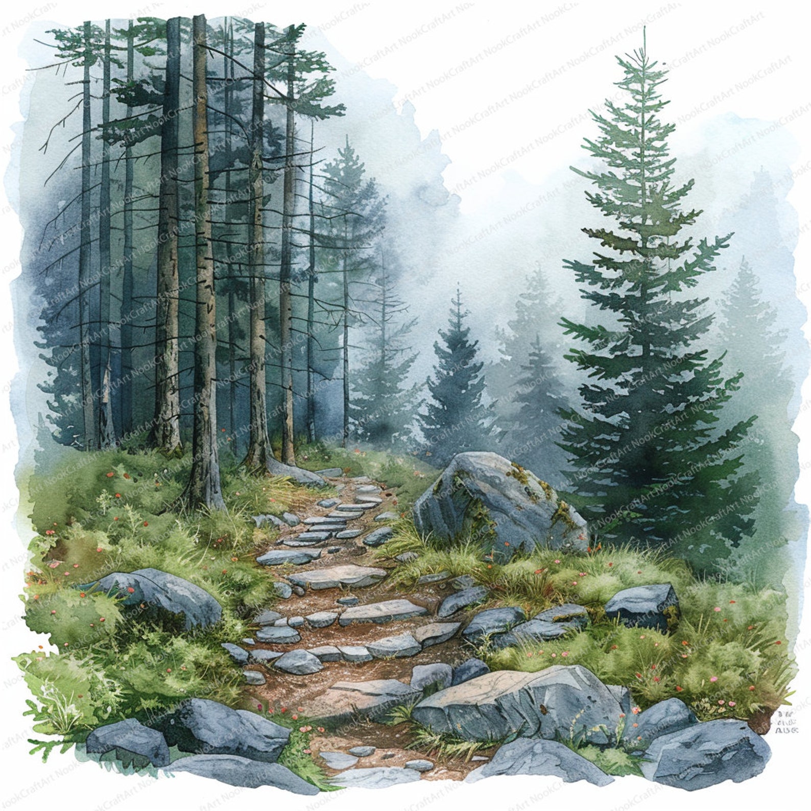 12 Forest Trail Clipart | Forest Landscape | Printable Watercolor Clipart | High Quality Jpgs ...