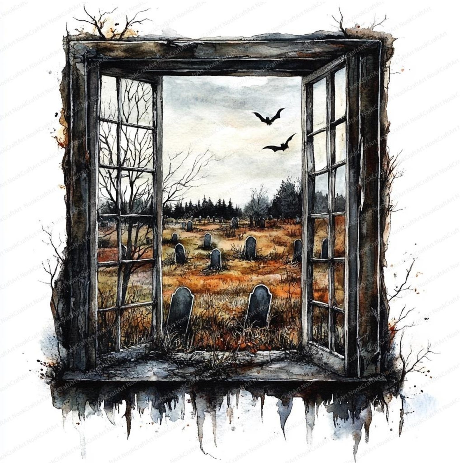 20 Window to Cemetery Clipart | Spooky Cemetery Halloween Clip Art ...