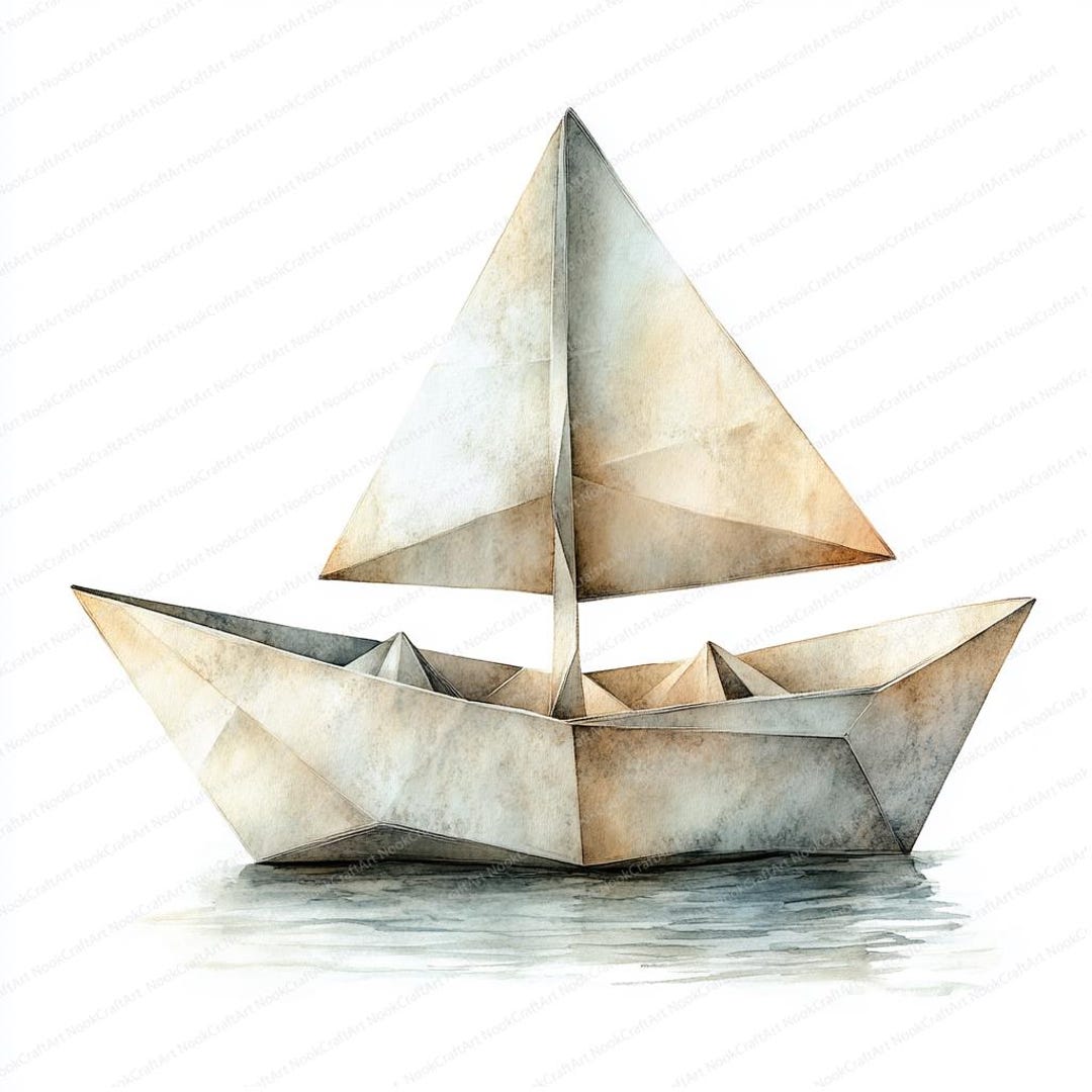 20 Paper Boat Clipart | Origami Nautical Illustration Design ...