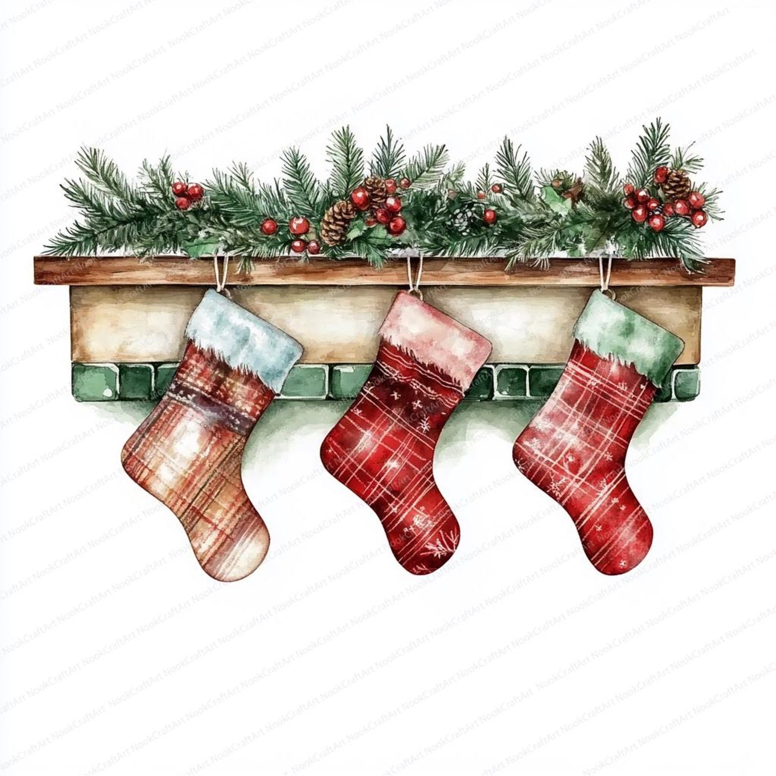 16 Christmas Stockings Clipart Bundle | Holiday Stockings | Printable ...