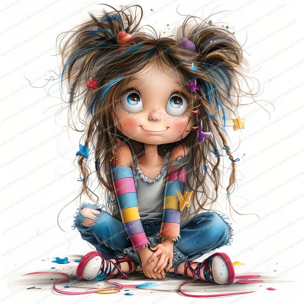 16 Quirky Girls Clipart Cute Girl Printable Watercolor Clipart High ...