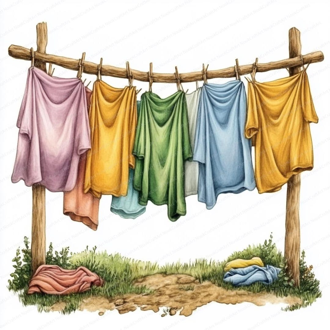 16 Clothesline Clothes Clipart | Printable Watercolor Clipart | High ...