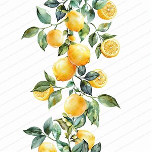 12 Lemon Garland Clipart | Lemon Wreath | Printable Watercolor Clipart ...