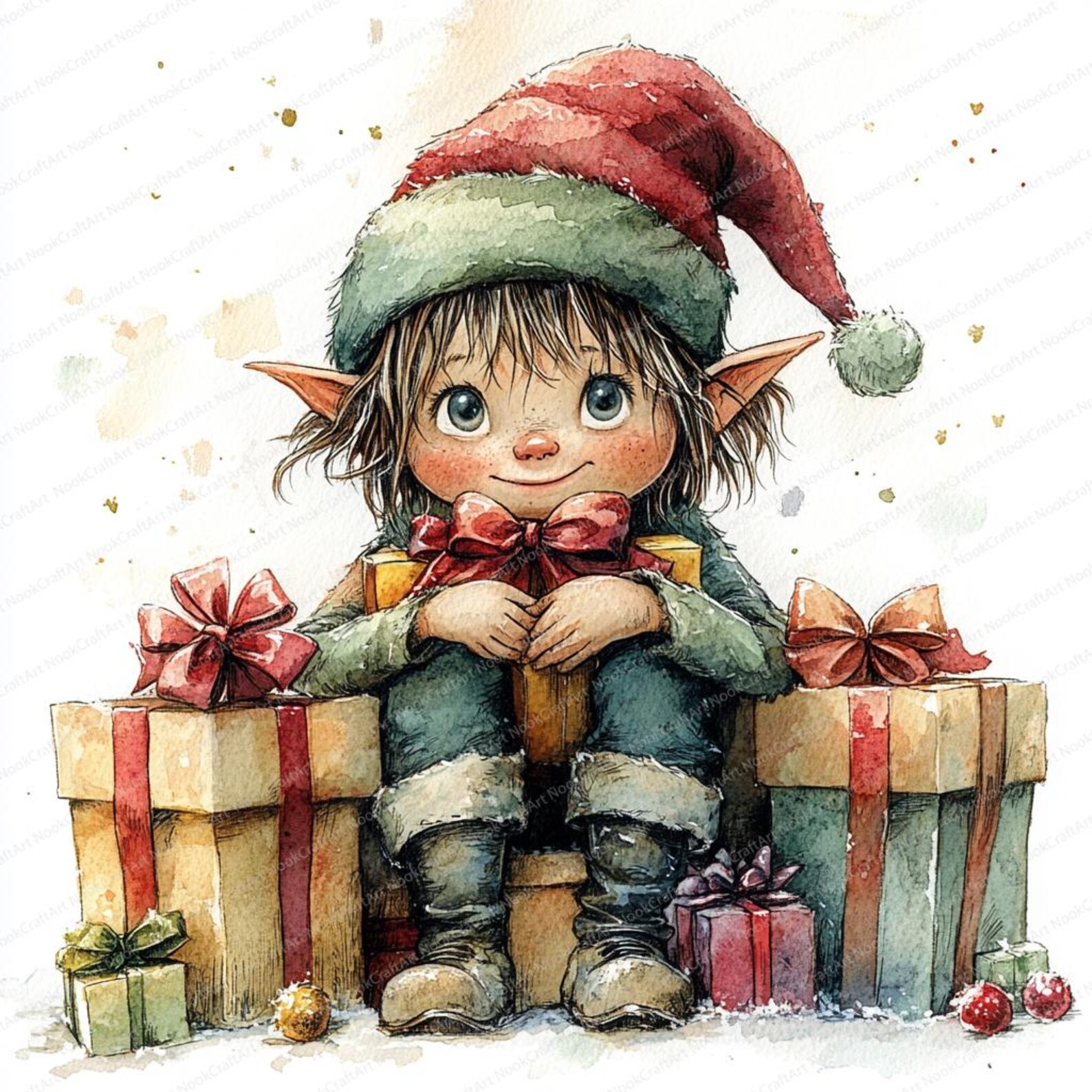 18 Elf Mischief Clipart | Tangled in Gift Ribbons | Printable ...