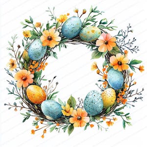 20 Easter Floral Egg Wreath Clipart | Spring Holiday Graphic Design ...