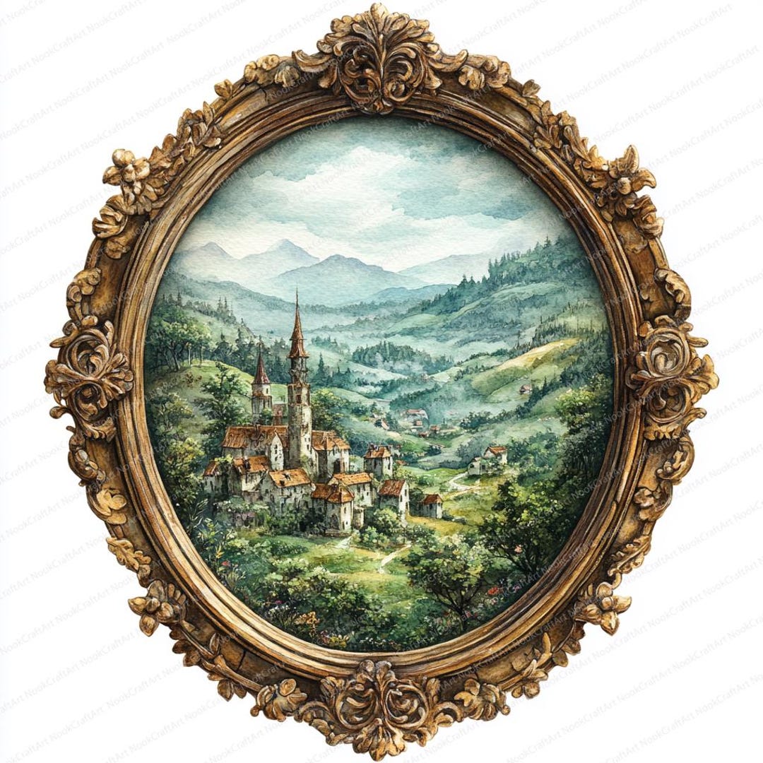 20 Mirrored Realms Clipart | Enchanted Antique Frame Portal | Printable ...