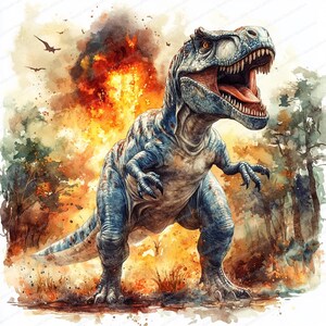 15 T-rex Volcano Clipart | Dinosaur Illustration for Crafts | Printable ...