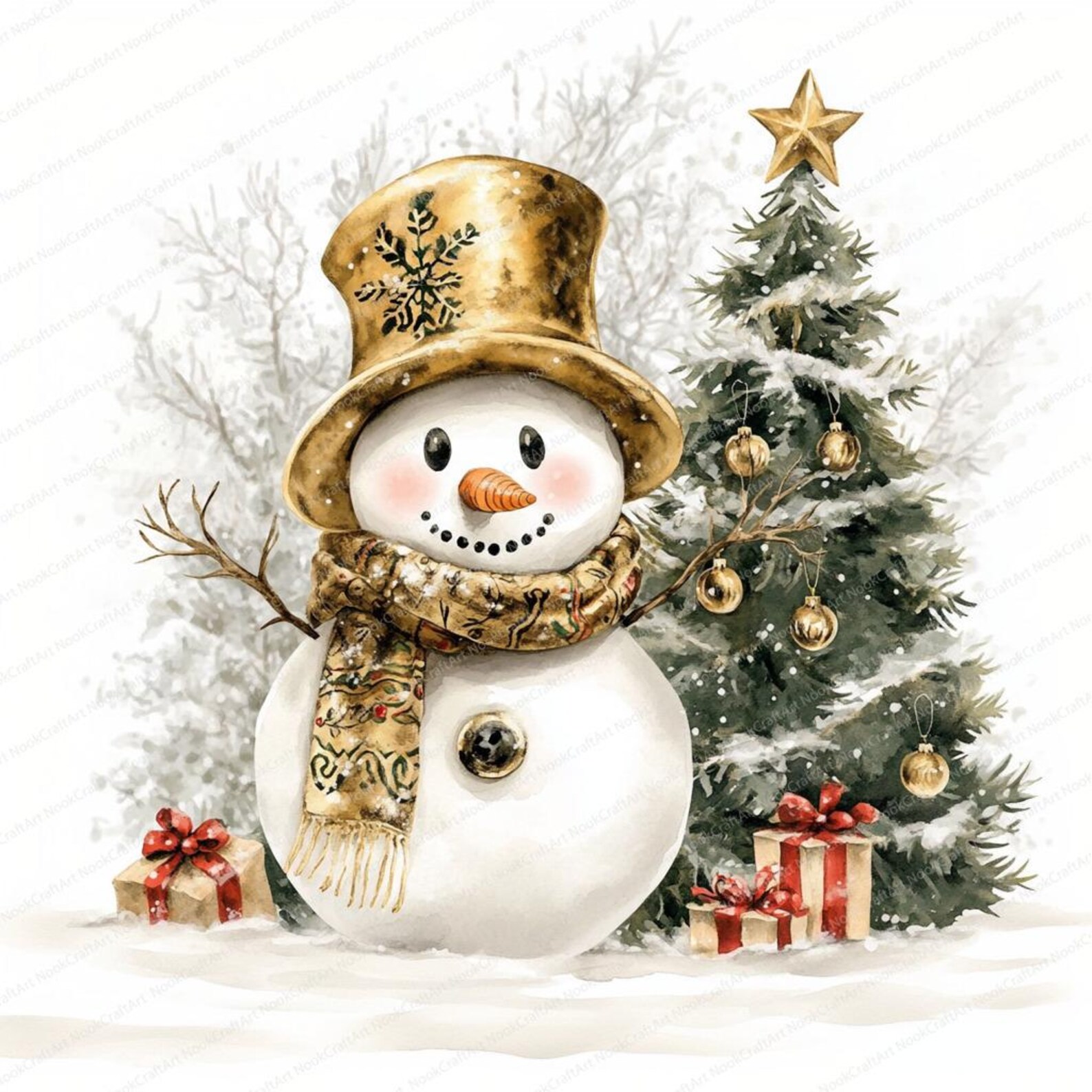 20 Golden Snowman Clipart | Sparkling Winter Decor | Printable ...