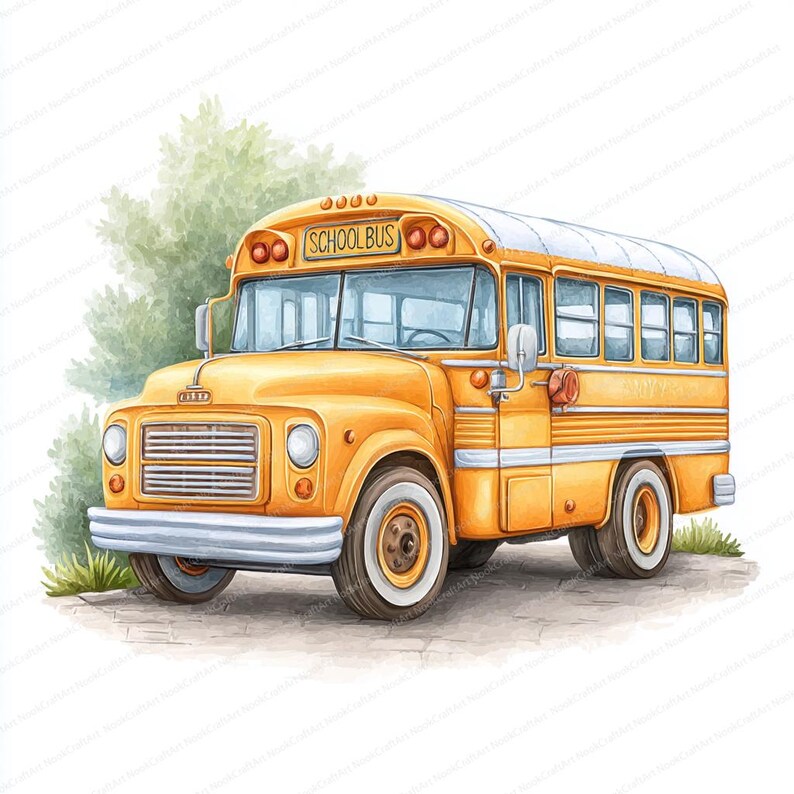 21 Yellow School Bus Clipart | Classic Education Vehicle Illustration ...