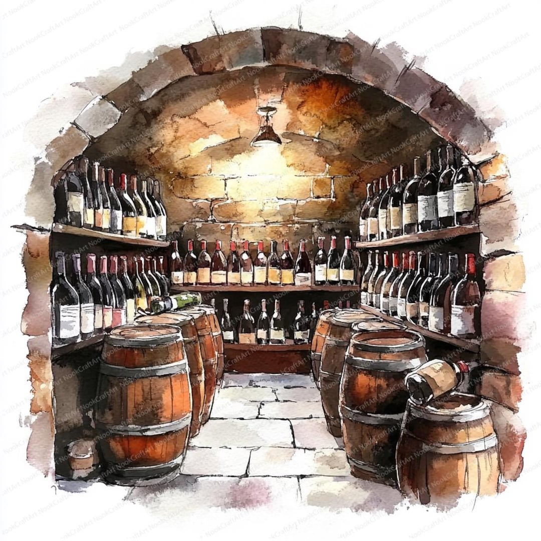 18 Rustic Wine Cellar Clipart | Vintage Wine Illustration | Printable ...
