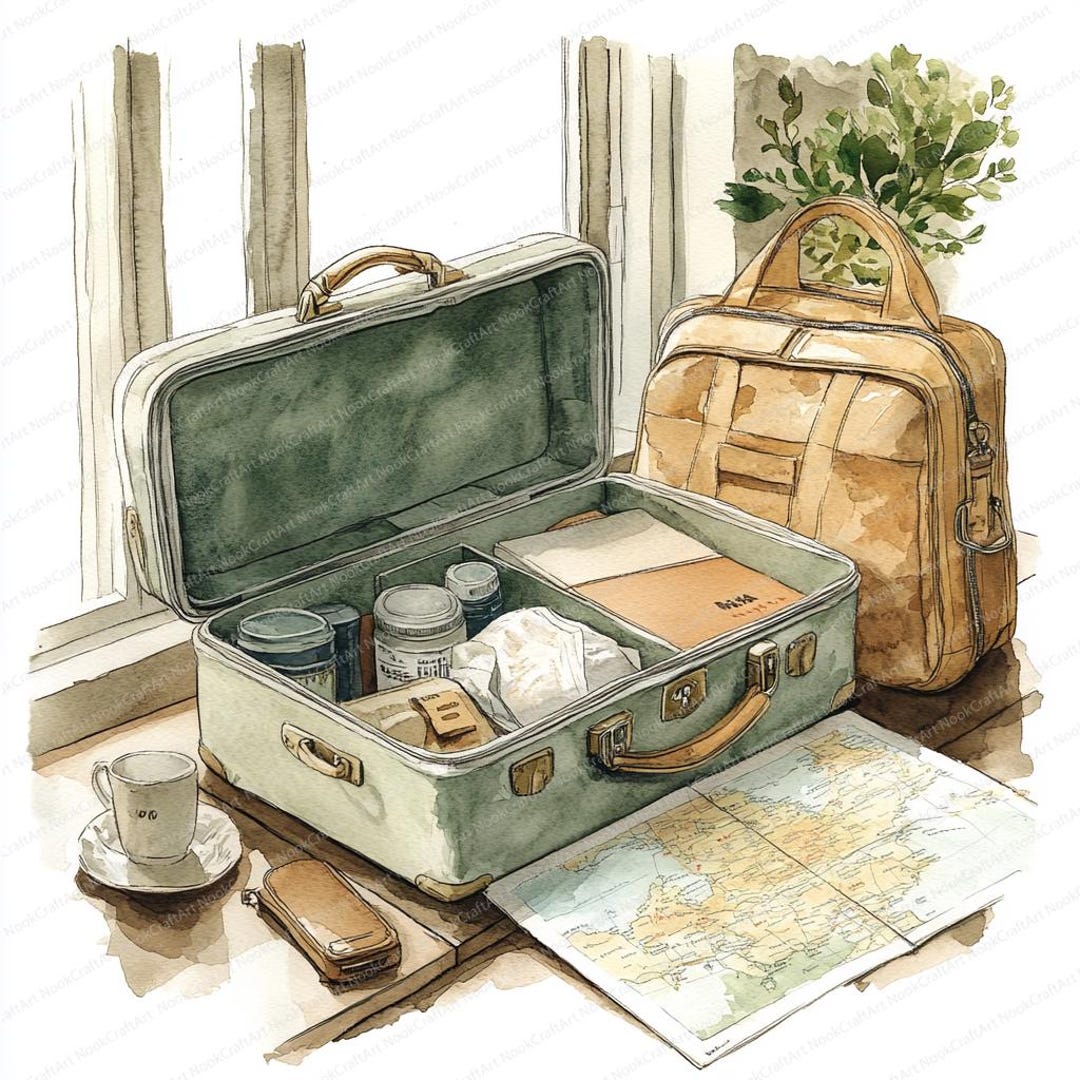 19 Travel Packing Clipart | Suitcase and Journey Essentials | Printable ...