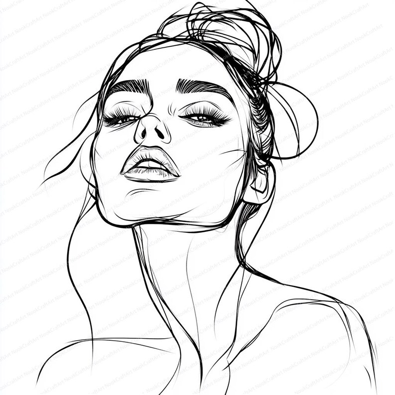 14 Woman Face Clipart | Simple Face Line Art Clipart | Printable ...