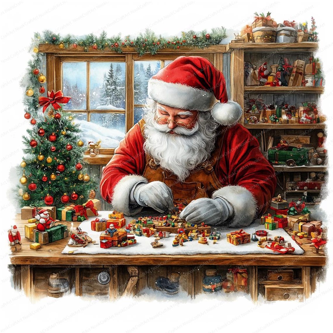 12 Santa Clipart | Festive Santa Clipart Bundle | Printable Watercolor ...