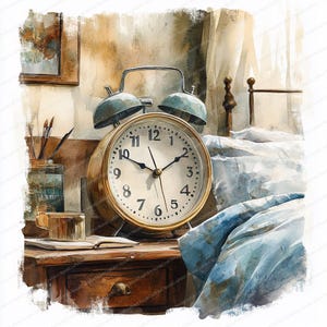 15 Alarm Clock Clipart | Bedroom Nightstand Illustration | Printable ...