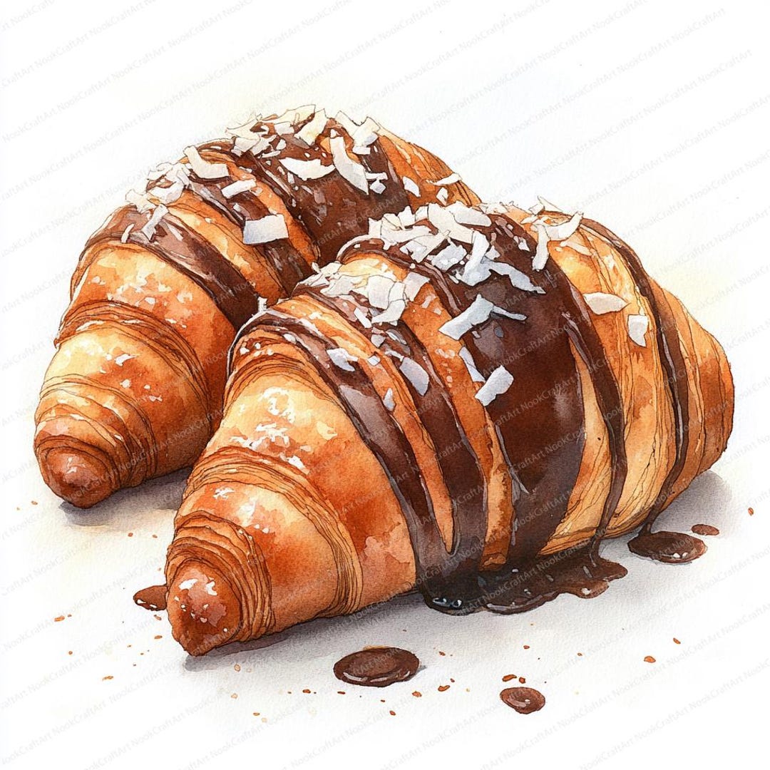 20 Chocolate Nut Croissant Clipart | Delicious Pastry Digital Art ...