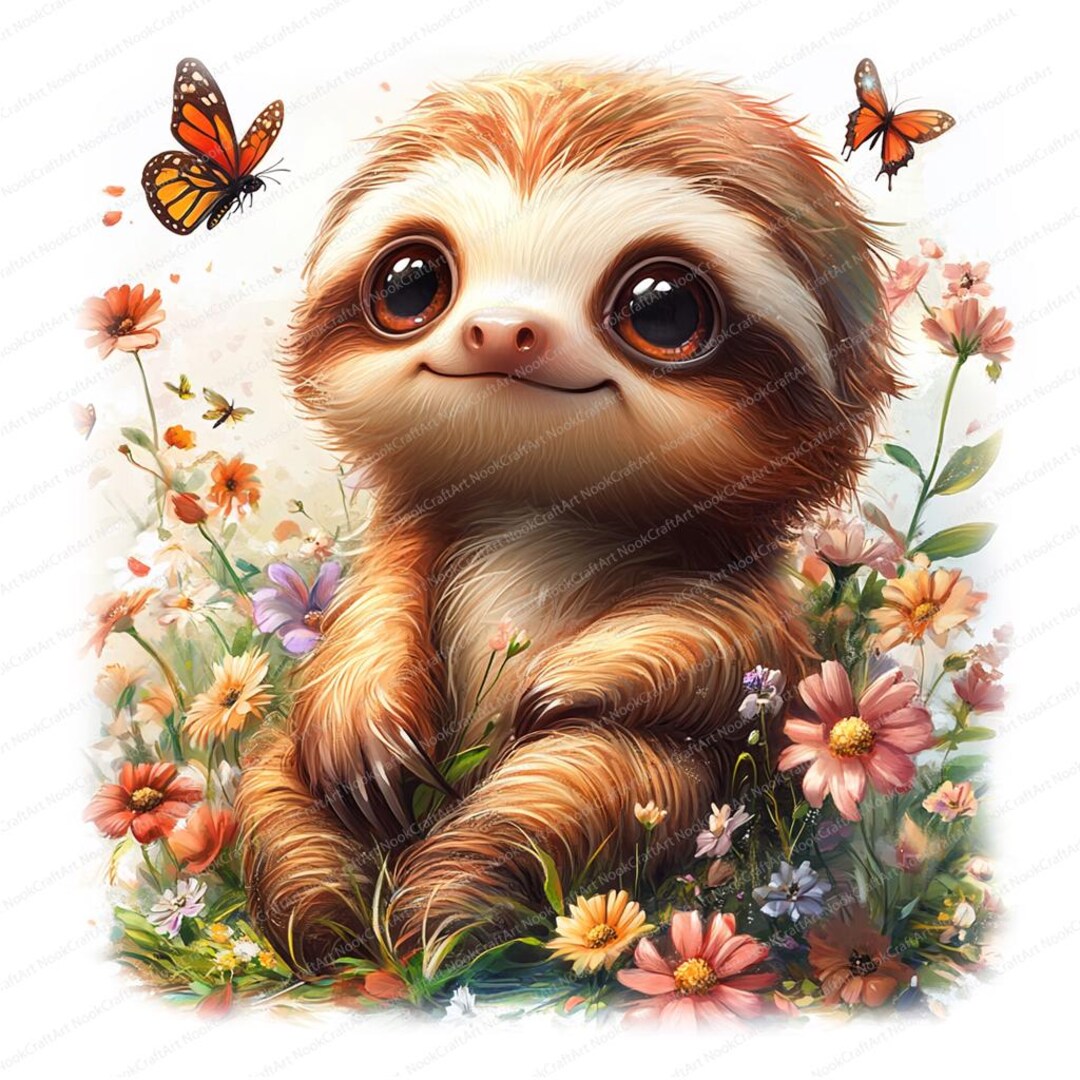 16 Watercolor Sloth Clipart Bundle | Cute Sloth Clipart | Printable ...