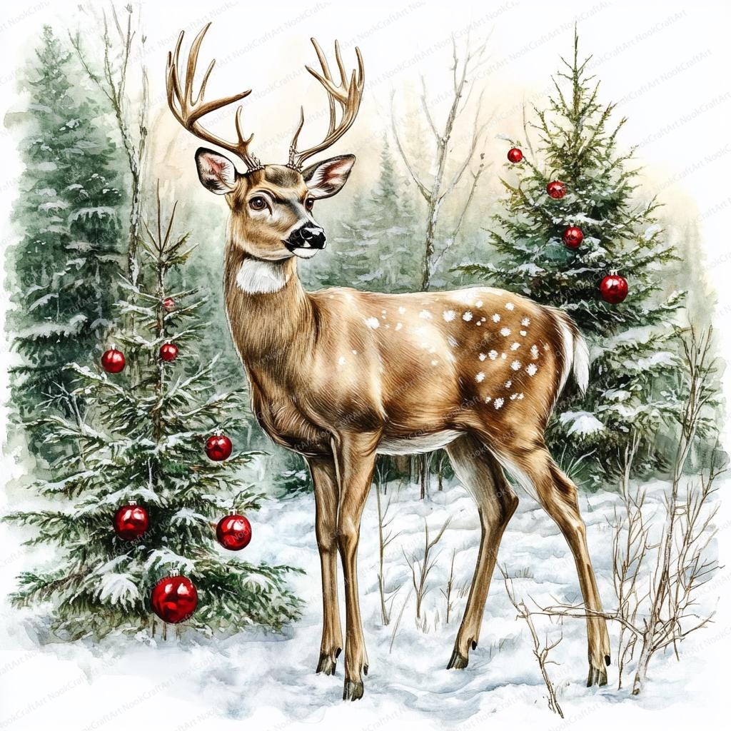 20 Christmas Deer Clipart Bundle | Reindeer Clipart | High Quality Jpgs ...