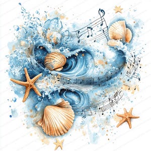 14 Musical Notes With Nautical Themes Clipart | Ocean Melodies ...