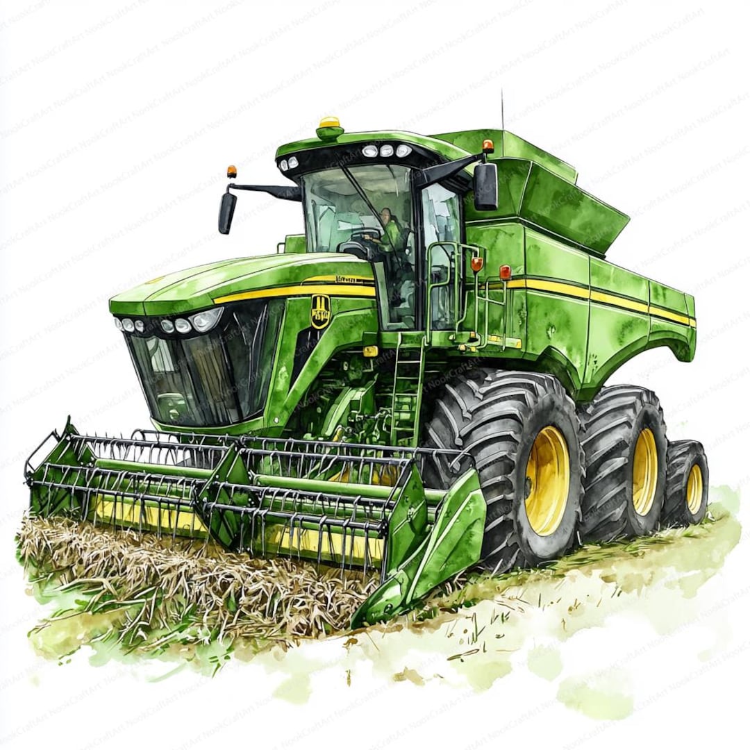 14 Combine Harvester Tractor Clipart | Watercolor Farm Tractor ...