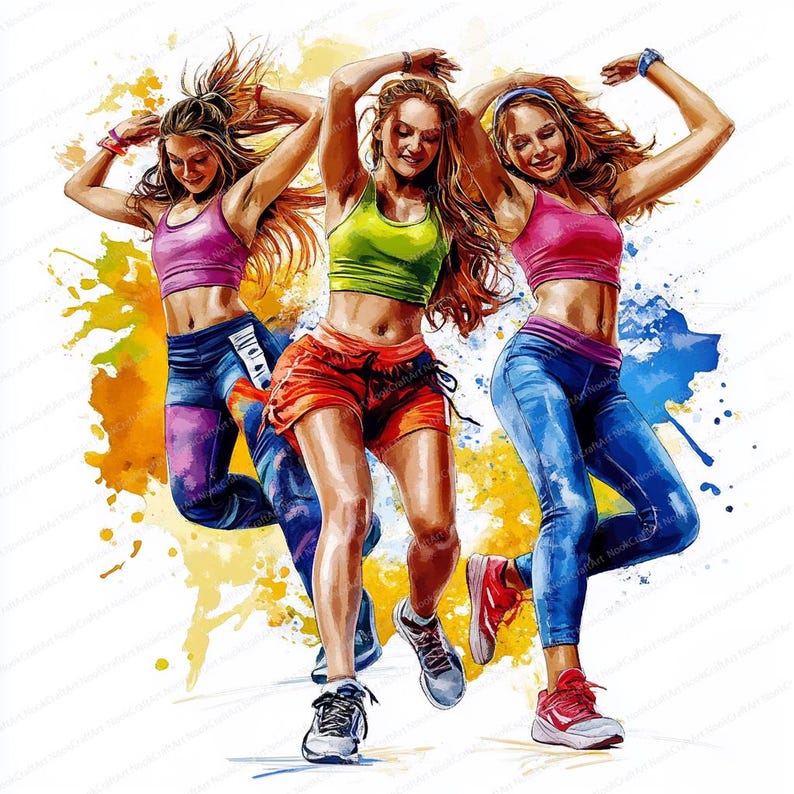 18 Zumba Clipart Zumba Dance Printable Watercolor Clipart High Quality ...