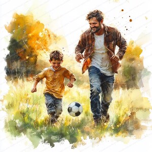 17 Father and Son Football Clipart | Family Sports Illustration ...