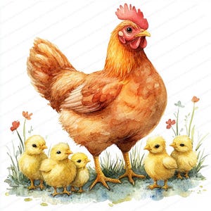 20 Chicken Family Clipart | Mother Hen With Chicks Design | Printable ...