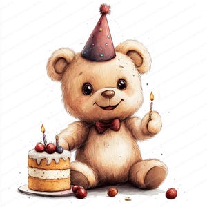 14 Teddy Bear Birthday Clipart | Cute Teddy Bear Bundle | Printable ...