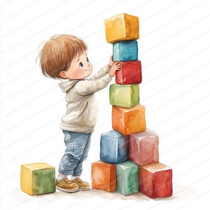 19 Kids Building Blocks Clipart | Child Tower Construction Art ...