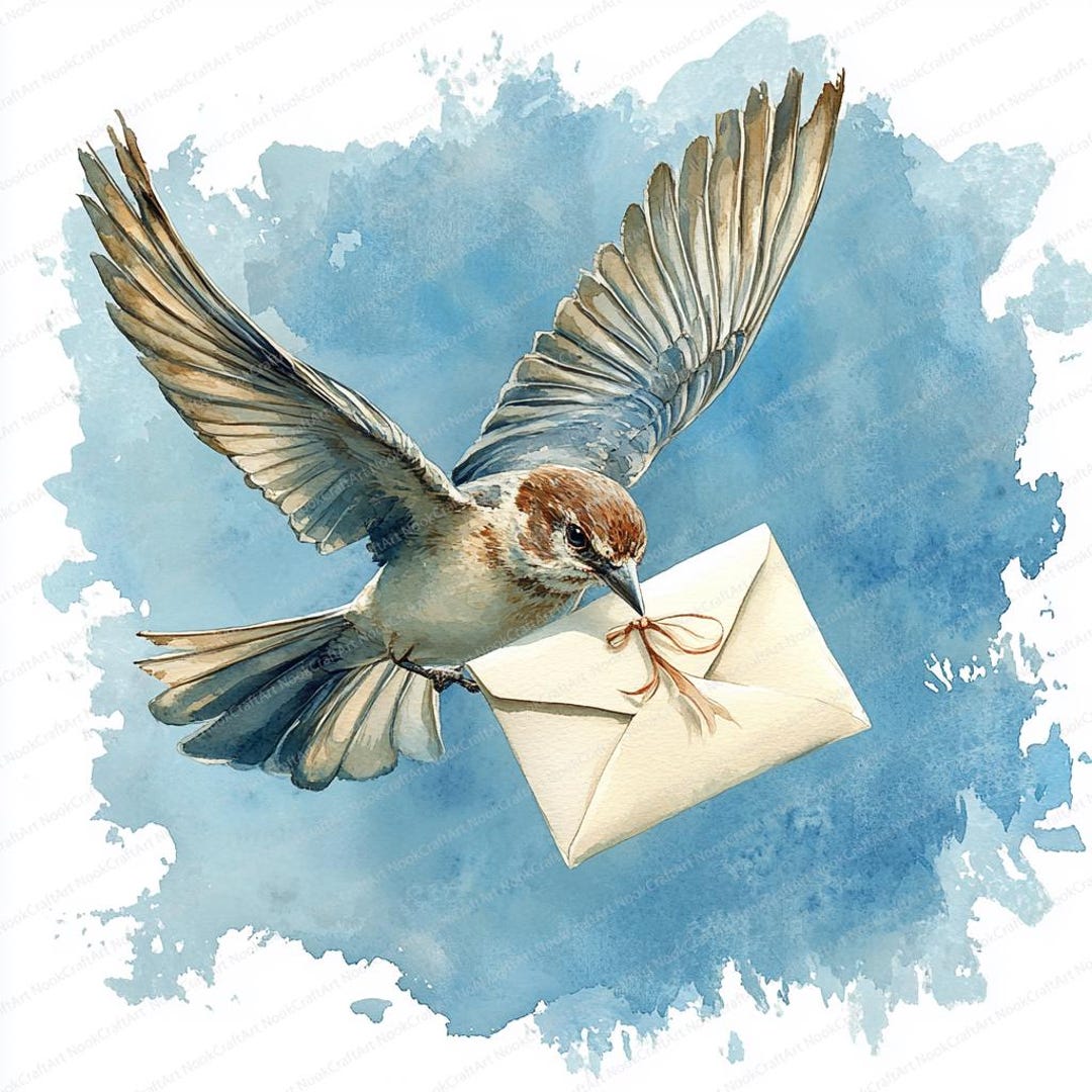 16 Bird Mail Clipart | Winged Messenger Illustration | Printable ...