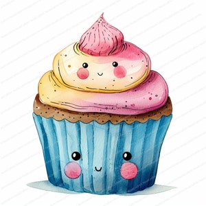 12 Watercolor Cupcake Clipart | Holiday Cupcakes | Printable Watercolor ...